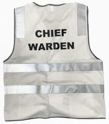 Hi Vis Chief Fire Warden c/w Reflective Tape (White) HVCFWV – Visual ...