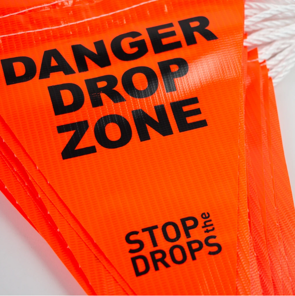 Flag Bunting 30m (Danger Drop Zone) Orange BUNT-DZ – Visual Workwear